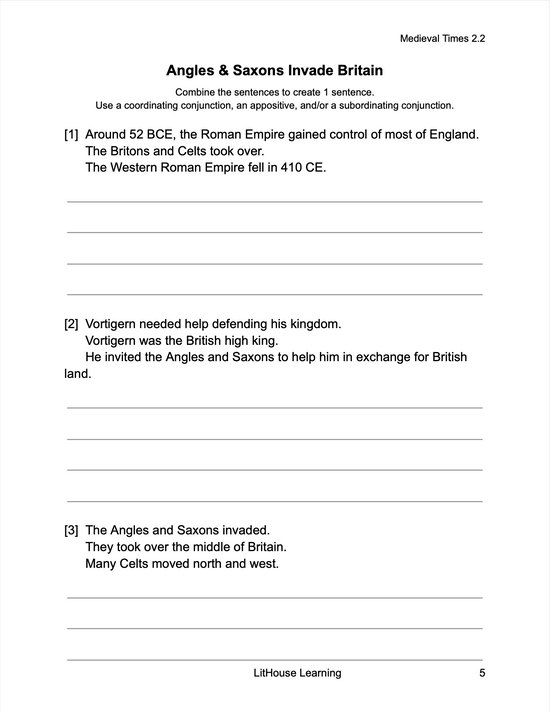 World History: Medieval Times Writing Workbook – LitHouse Learning