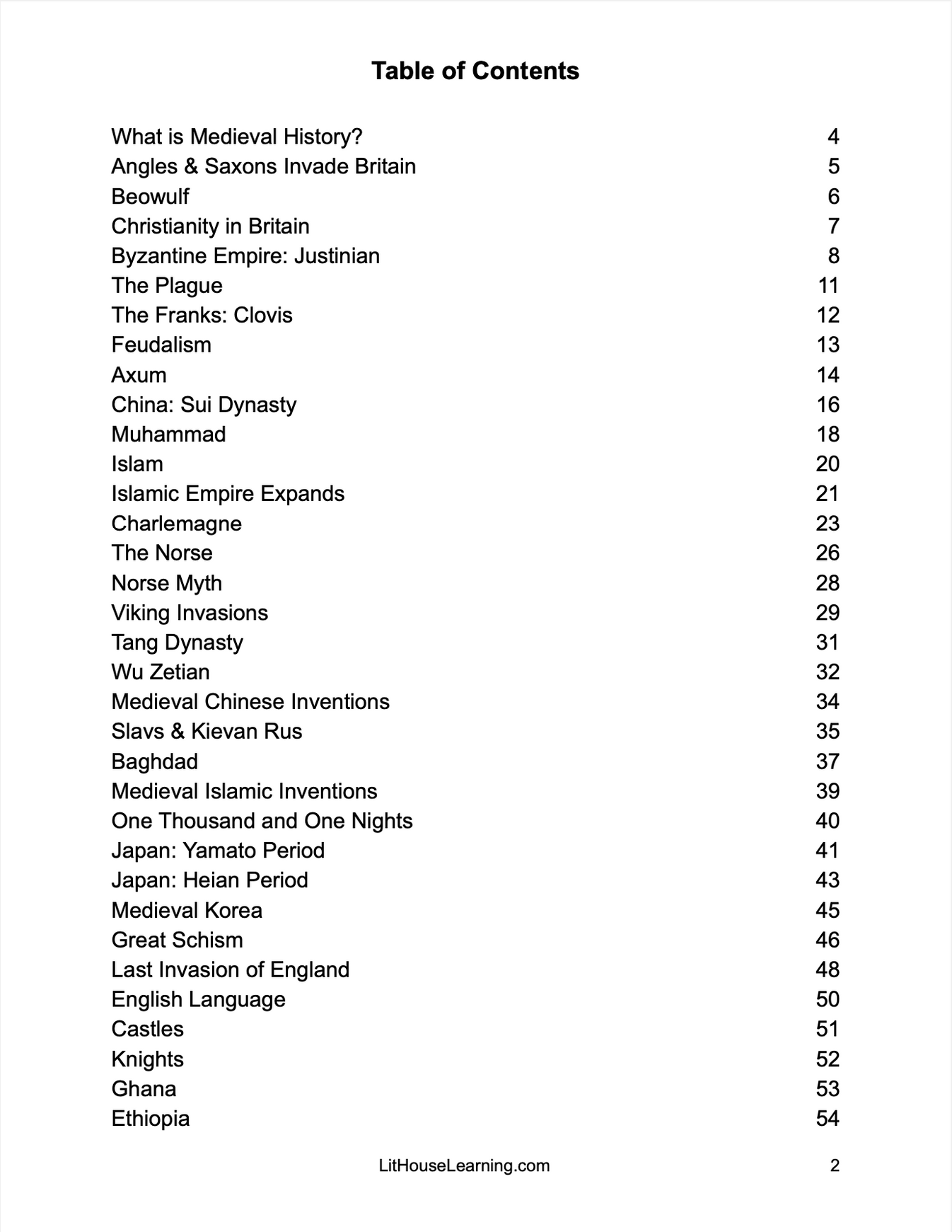 World History: Medieval Times Writing Workbook – LitHouse Learning